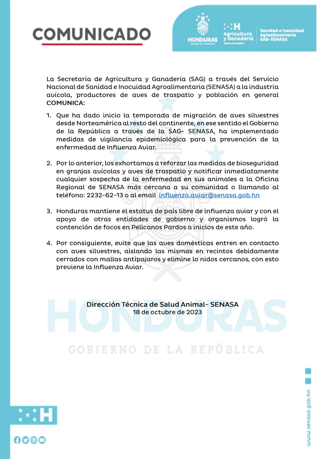 COMUNICADO: Migración de aves silvestres desde Norteamérica - ASHDA